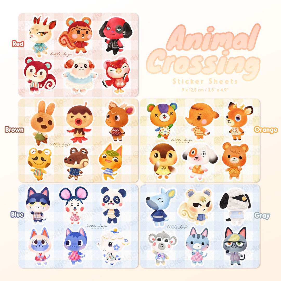 Animal Crossing Stickers ACNH Sticker Sheet - Etsy