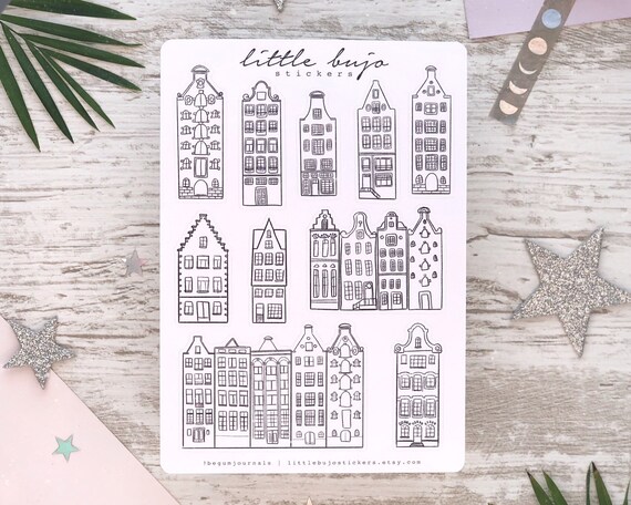 Amsterdam Houses Stickers Holland Planner Stickers Kraft - Etsy