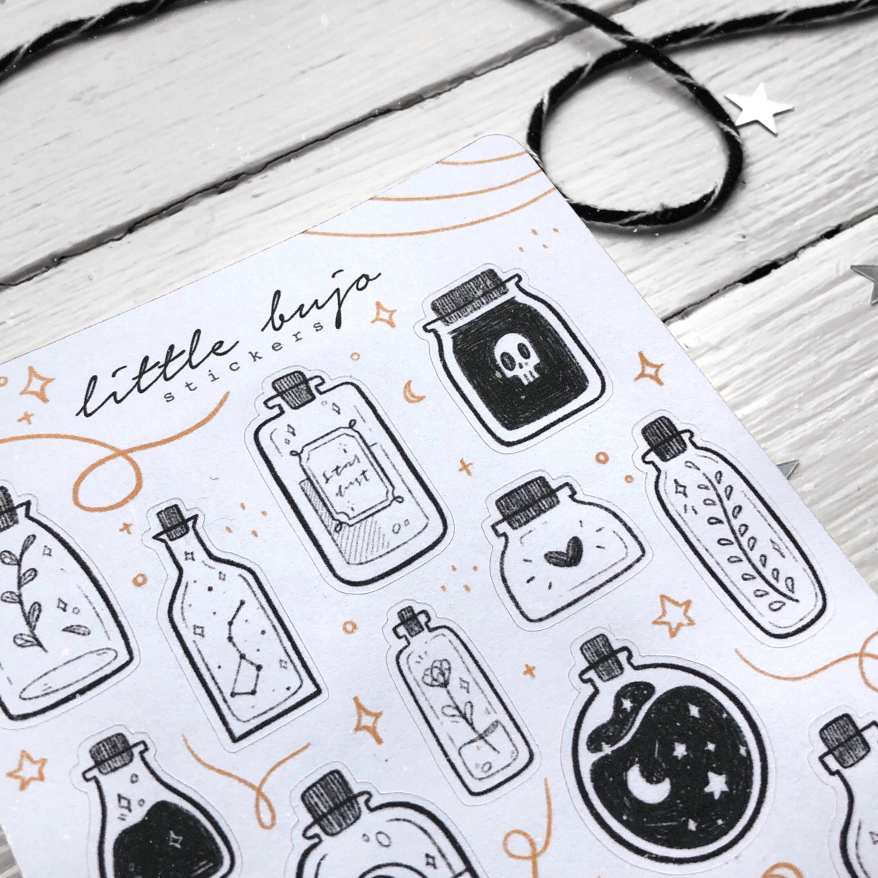 Laptop Spooky Bullet Journal Sticker cute Witch Graveyard Brew Sticker ...