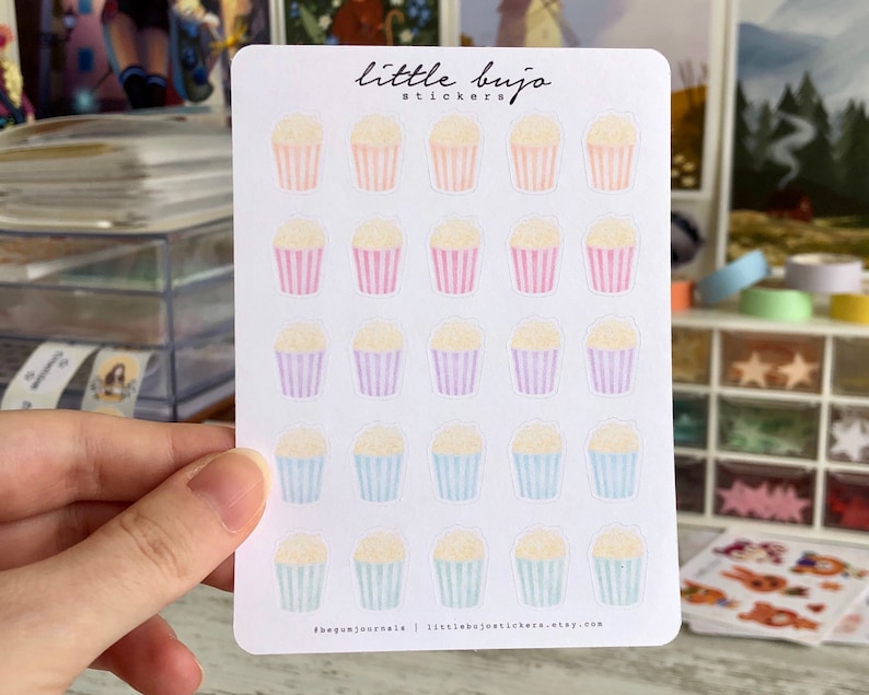 Popcorn Planner Sticker Sheet Cute Planner Stickers Kawaii - Etsy