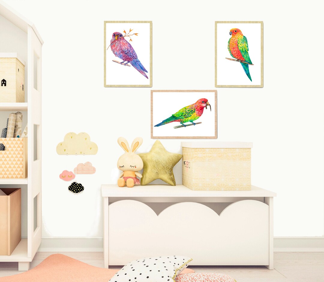 Set of 3 Parrots Digital Print, Parrot Wall Art, Parrot Digital Poster ...