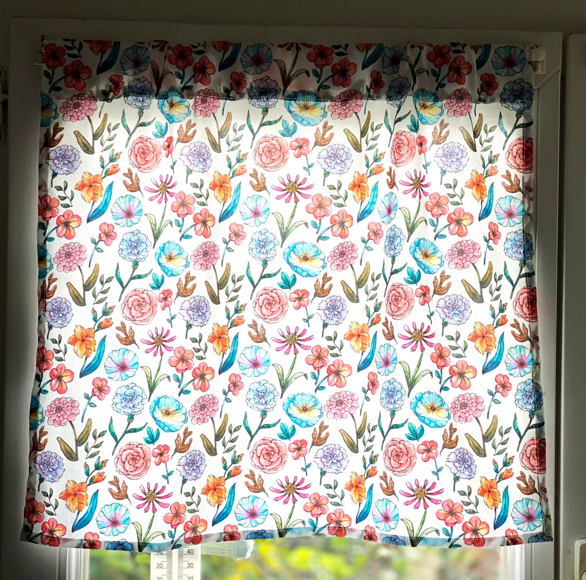 Petit rideau floral / Rideau de cuisine fleurs / Rideau de café floral ...
