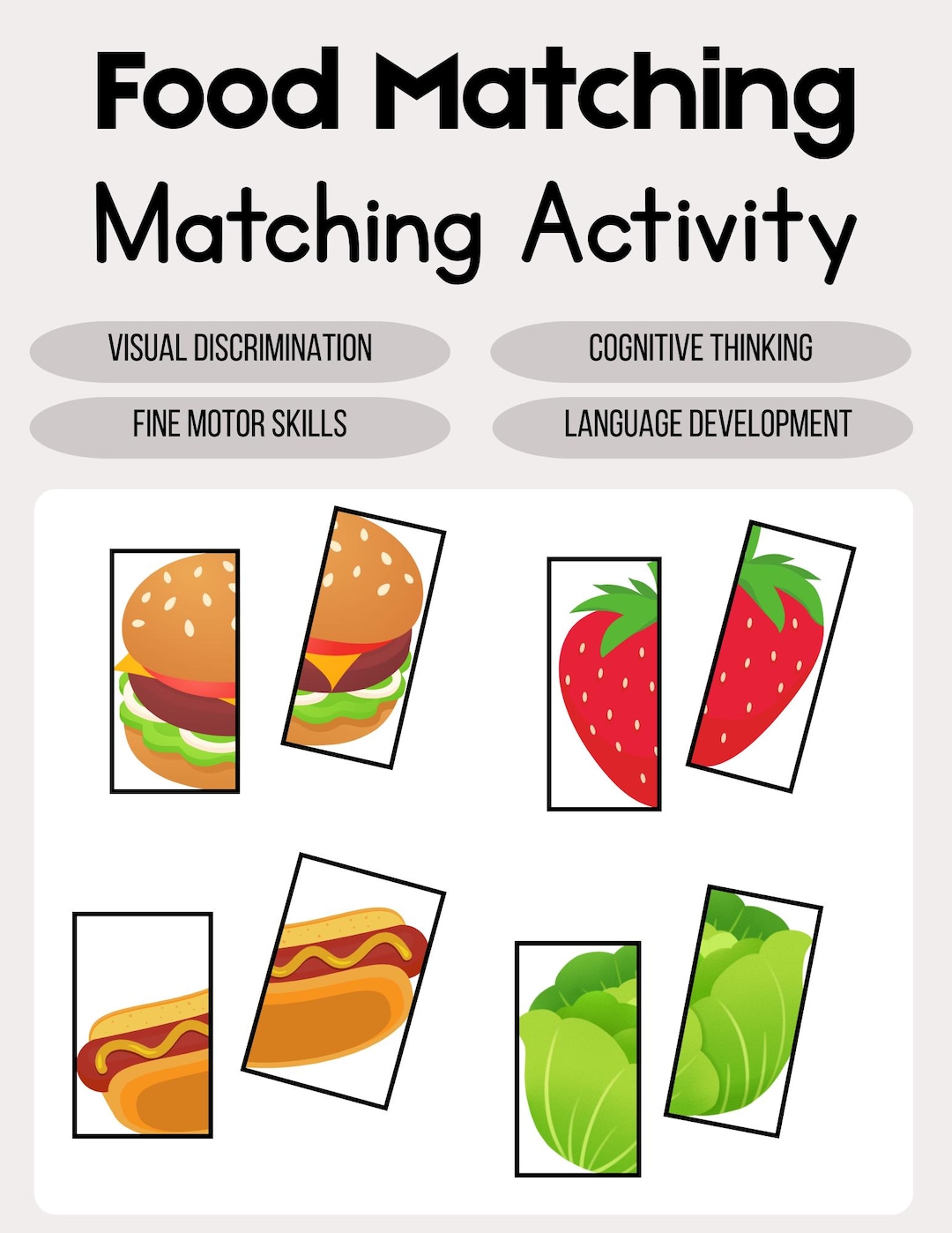 Food Matching Activity | Food, Vegetable, and Fruit Themes | Printable ...