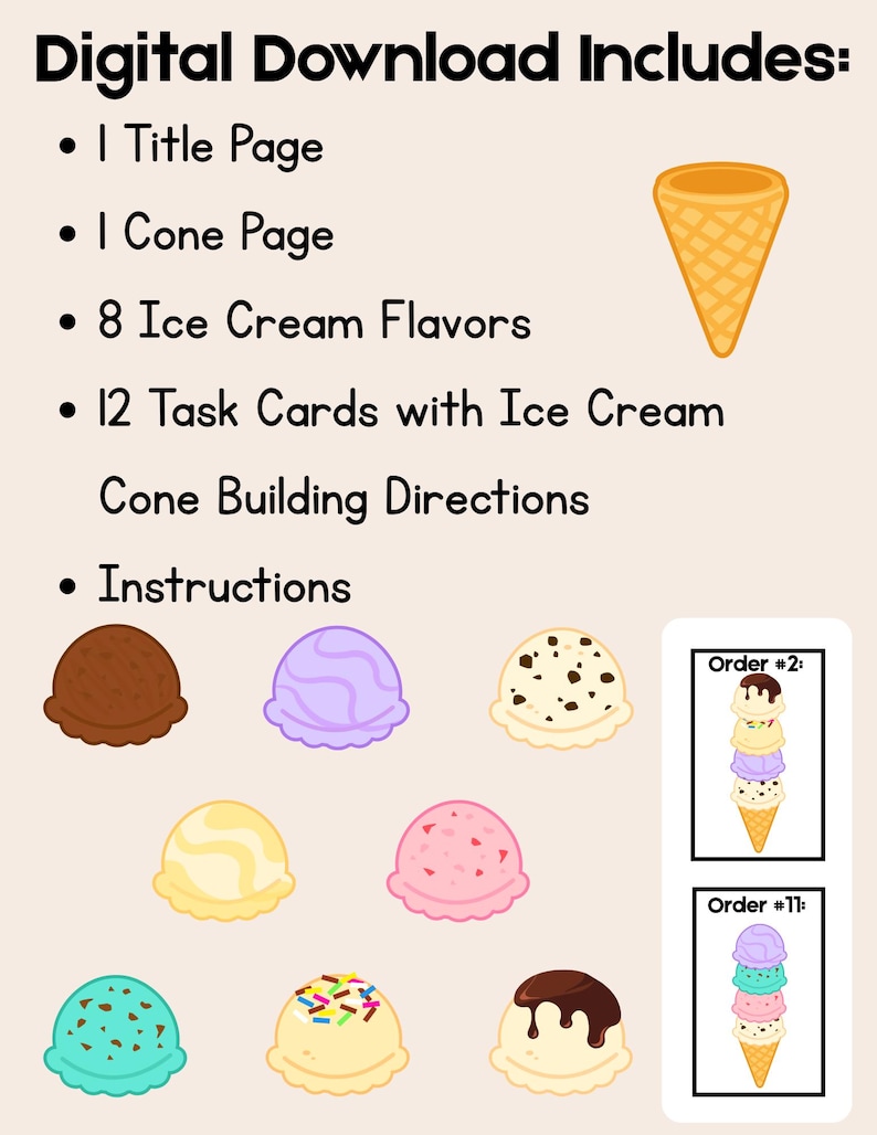 Build an Ice Cream Cone | Printable Activity | Fine Motor | Following ...