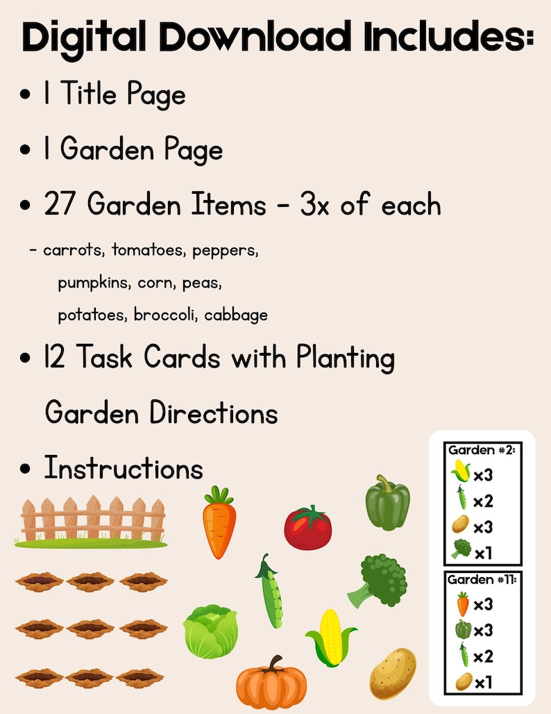 Plant A Garden | Printable Activity | Fine Motor | Following Directions ...