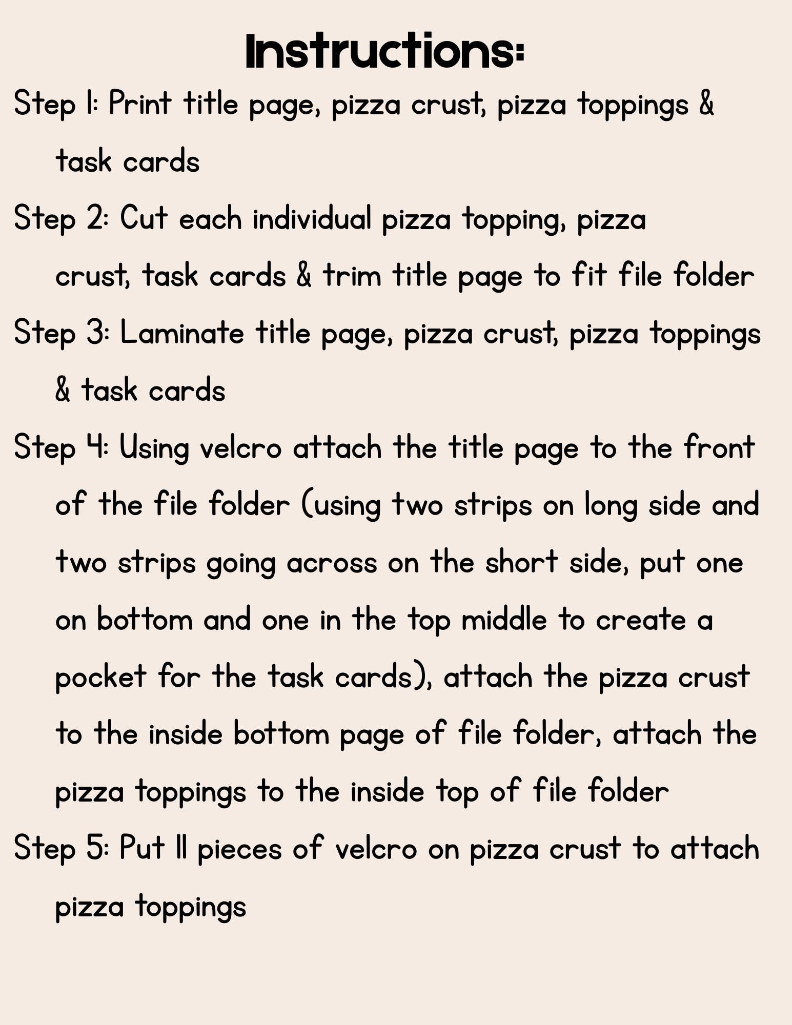 Build a Pizza Activity | Printable Activity | Fine Motor | Following ...