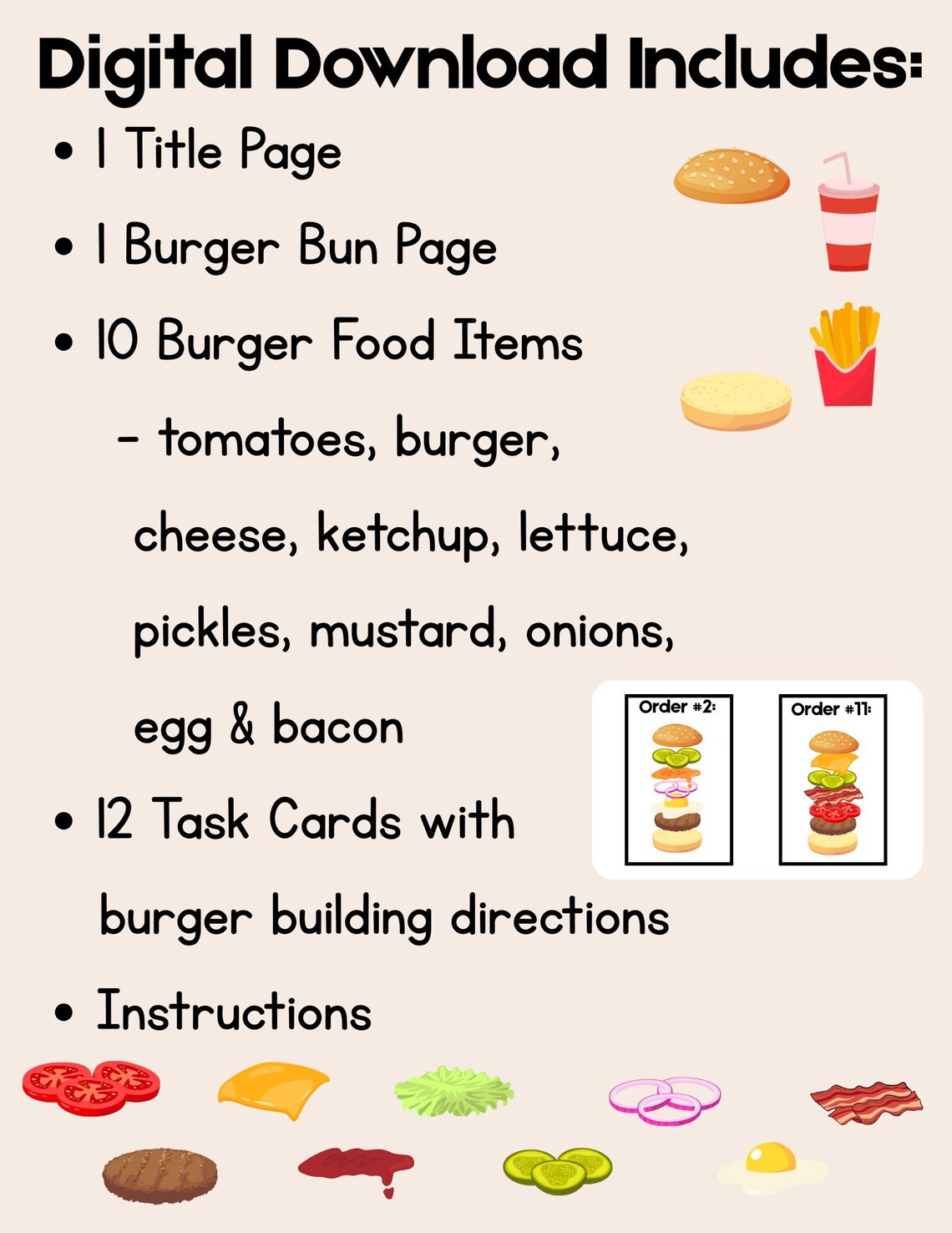 Build A Burger | Printable Activity | Fine Motor | Following Directions ...