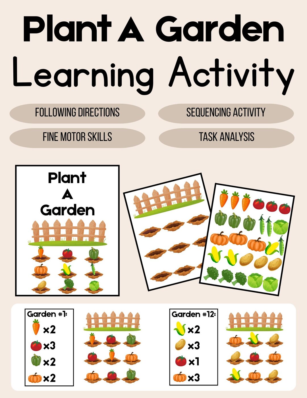 Plant A Garden | Printable Activity | Fine Motor | Following Directions ...