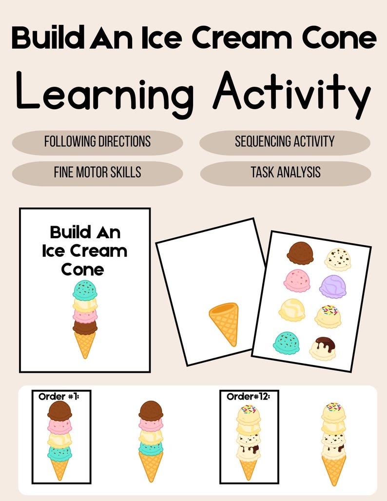 Build an Ice Cream Cone | Printable Activity | Fine Motor | Following ...