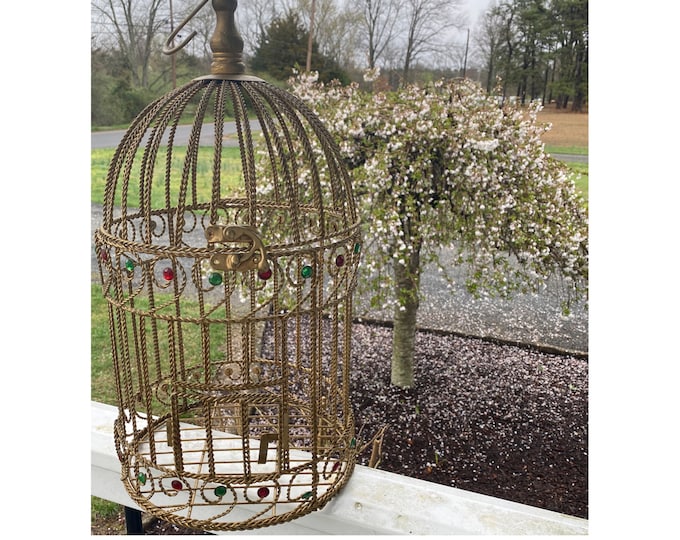 Vintage Bird Cage Decor Gold Wire Gilded Twist Braided Domed - Etsy