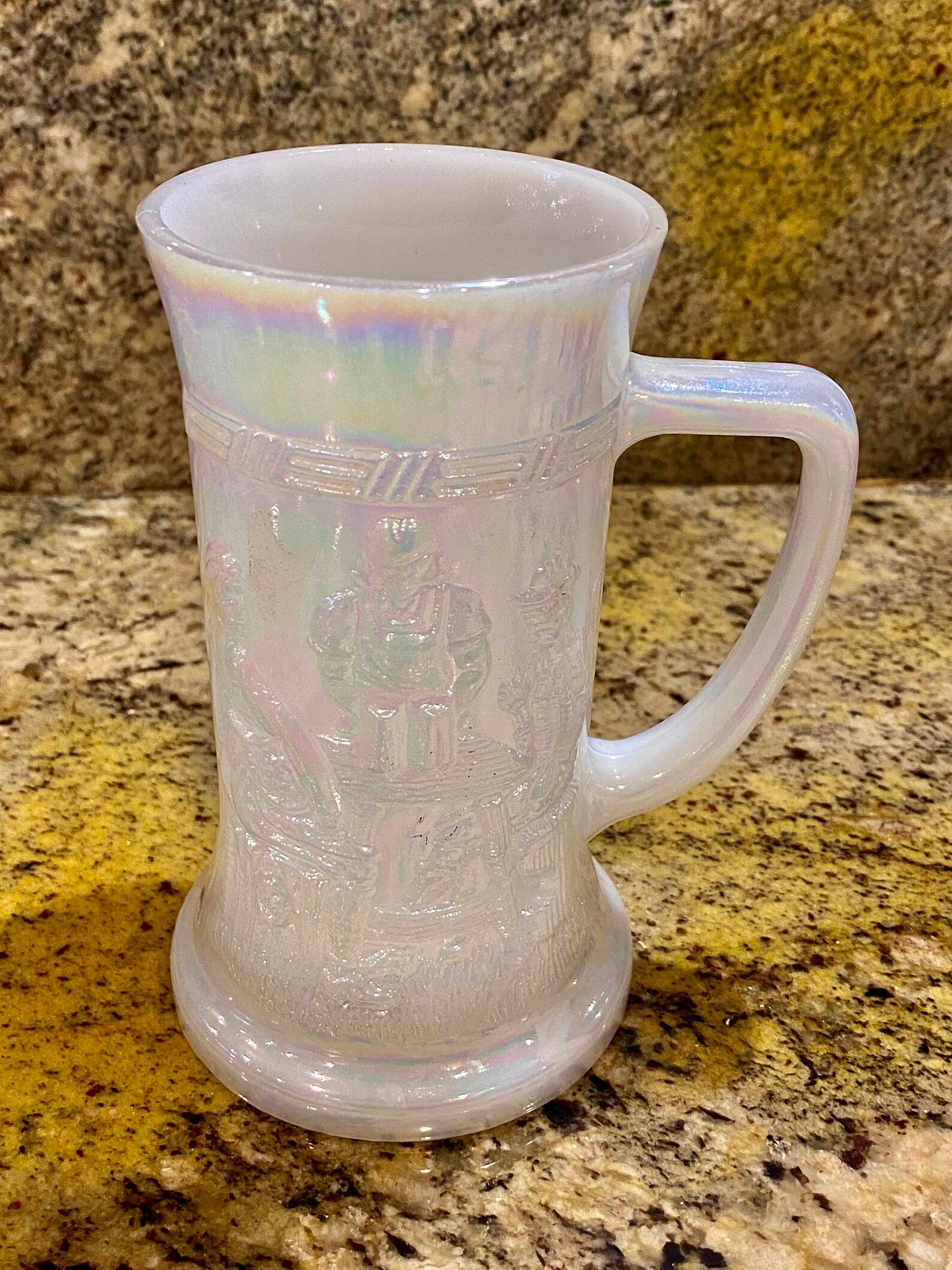 Pearl Luster Opal Iridescent Beer Mug Stein Glass Embossed | Etsy