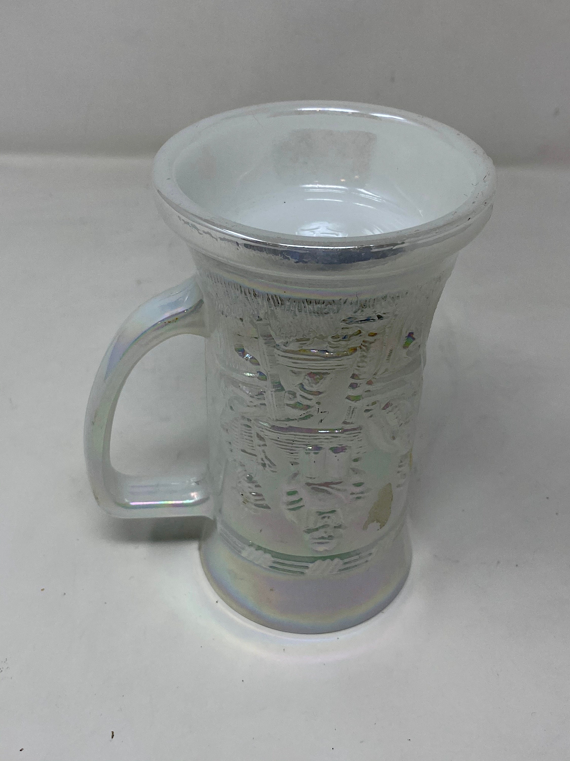 Pearl Luster Opal Iridescent Beer Mug Stein Glass Embossed | Etsy