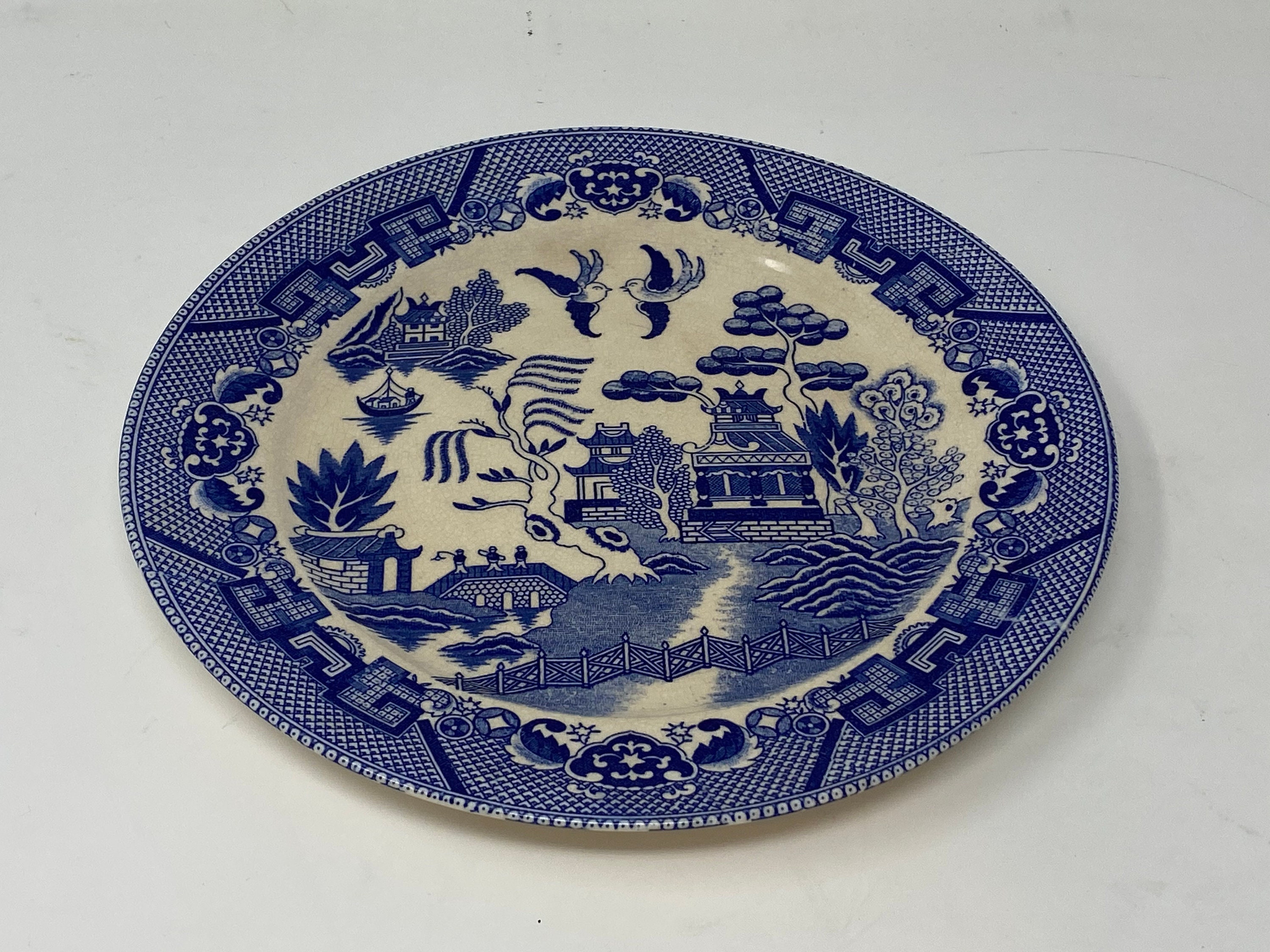 Blue Willow Plate Made in Japan Oriental Design Bridge | Etsy
