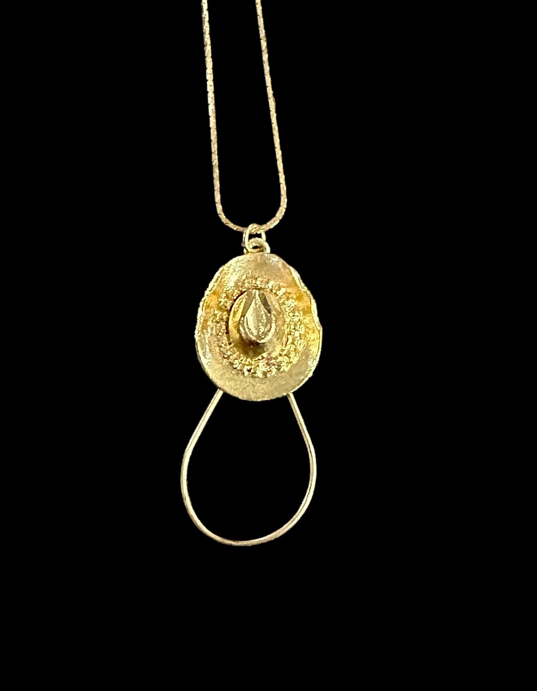 Vtg Gold Cowboy Hat Charm Loop Pendant / Vintage 2.25 Gold Tone Cowboy ...