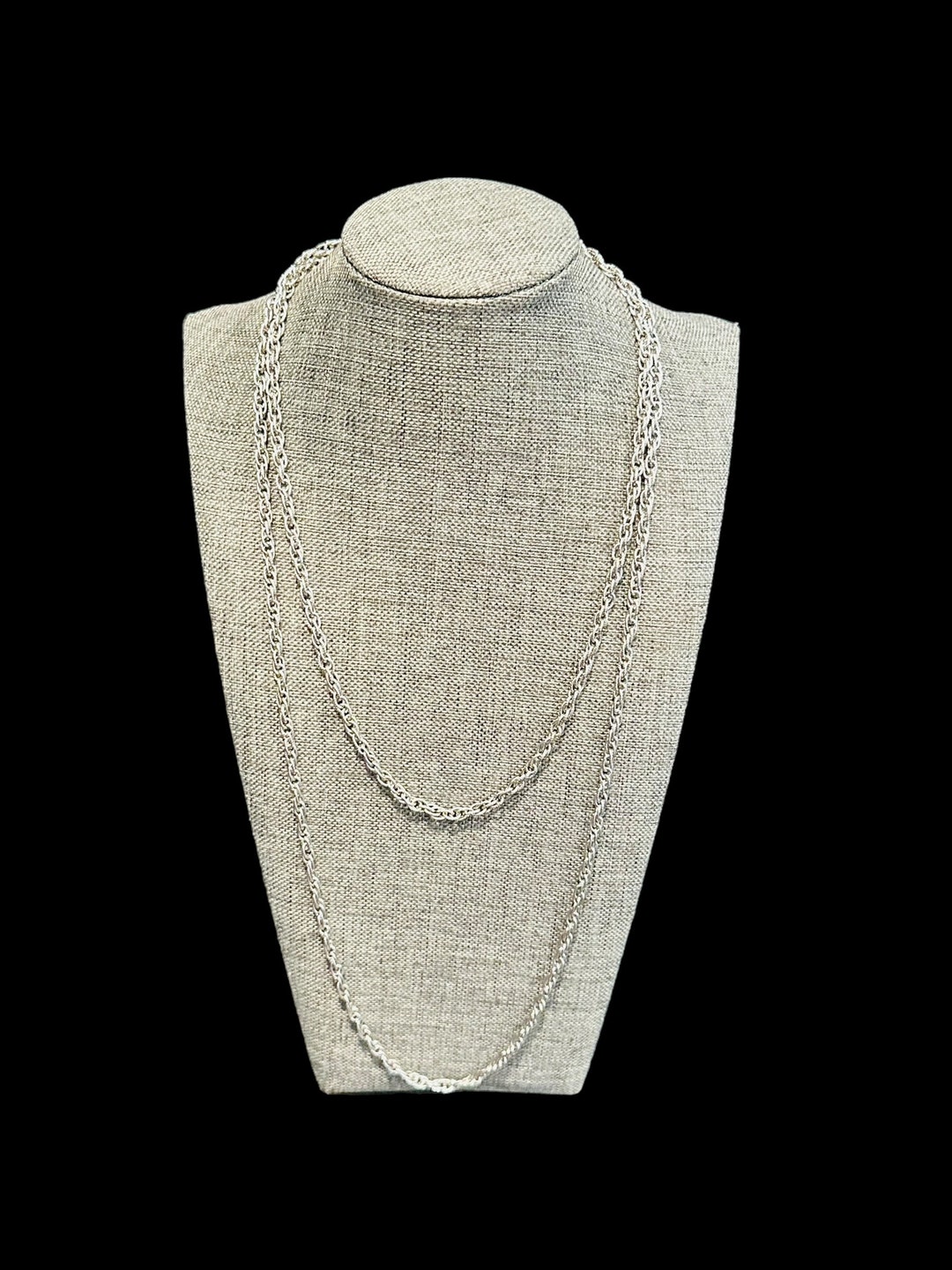 Vtg Silver Tone Double Strand Rope Chain Necklace / Silver Layered ...