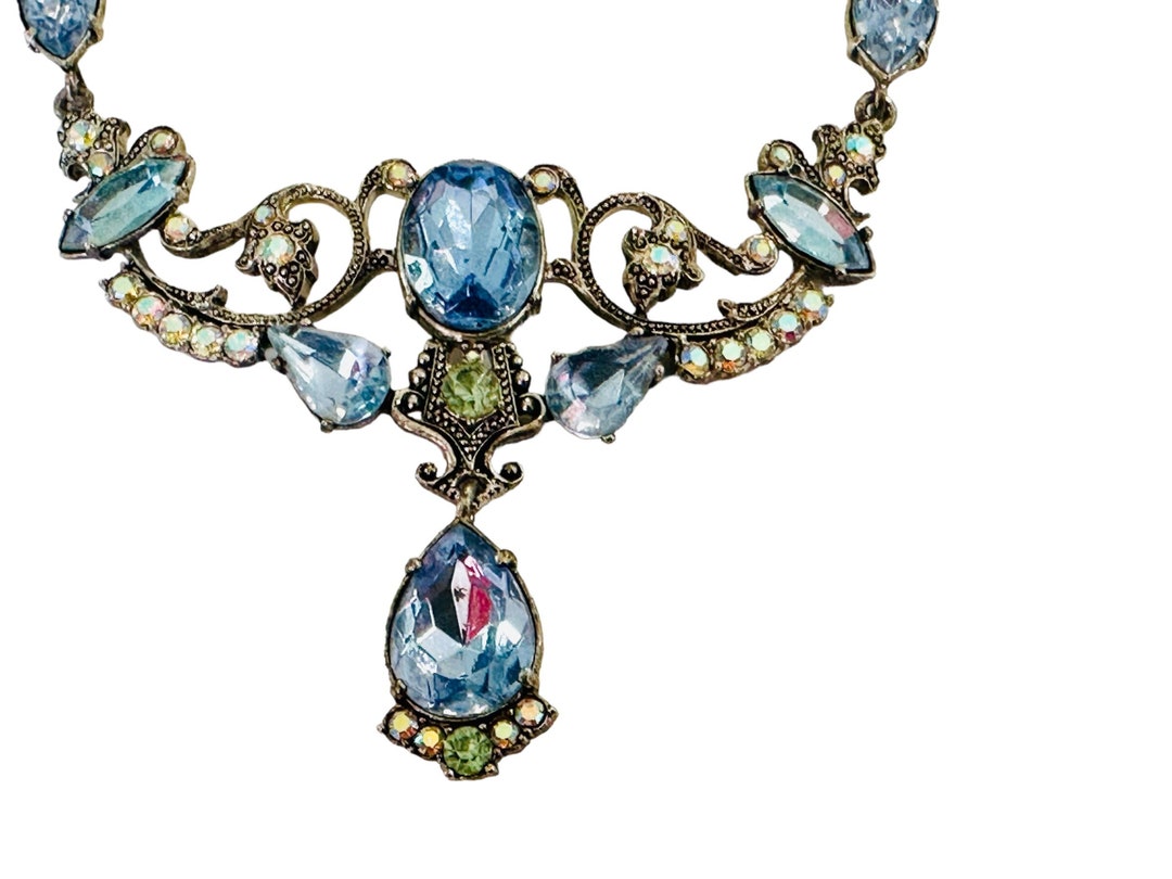 Avon Nina Ricci NR Glamour Statement Necklace / Blue Faceted Crystals ...