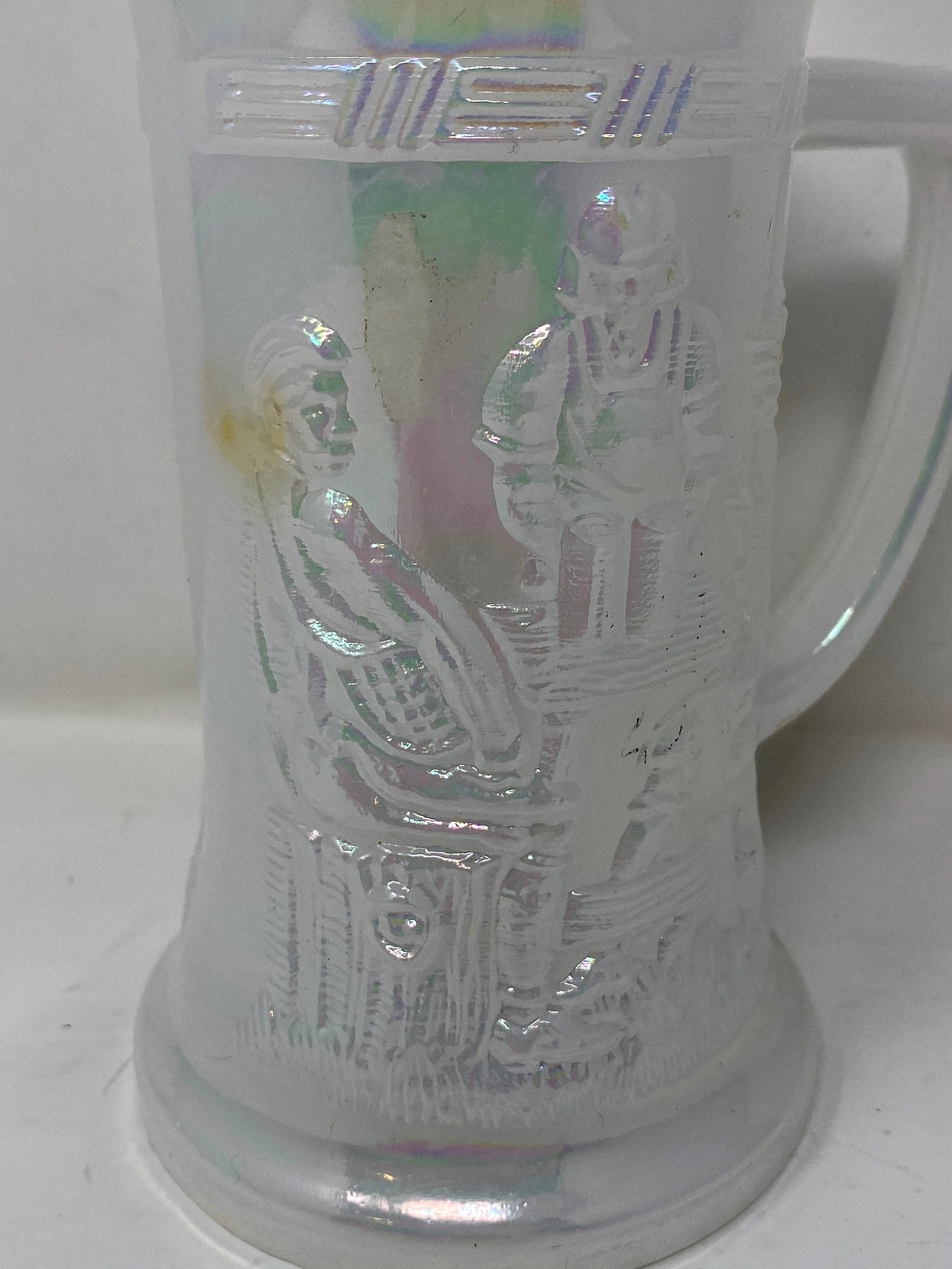 Pearl Luster Opal Iridescent Beer Mug Stein Glass Embossed | Etsy