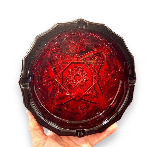 Red Glass Ashtray - Etsy