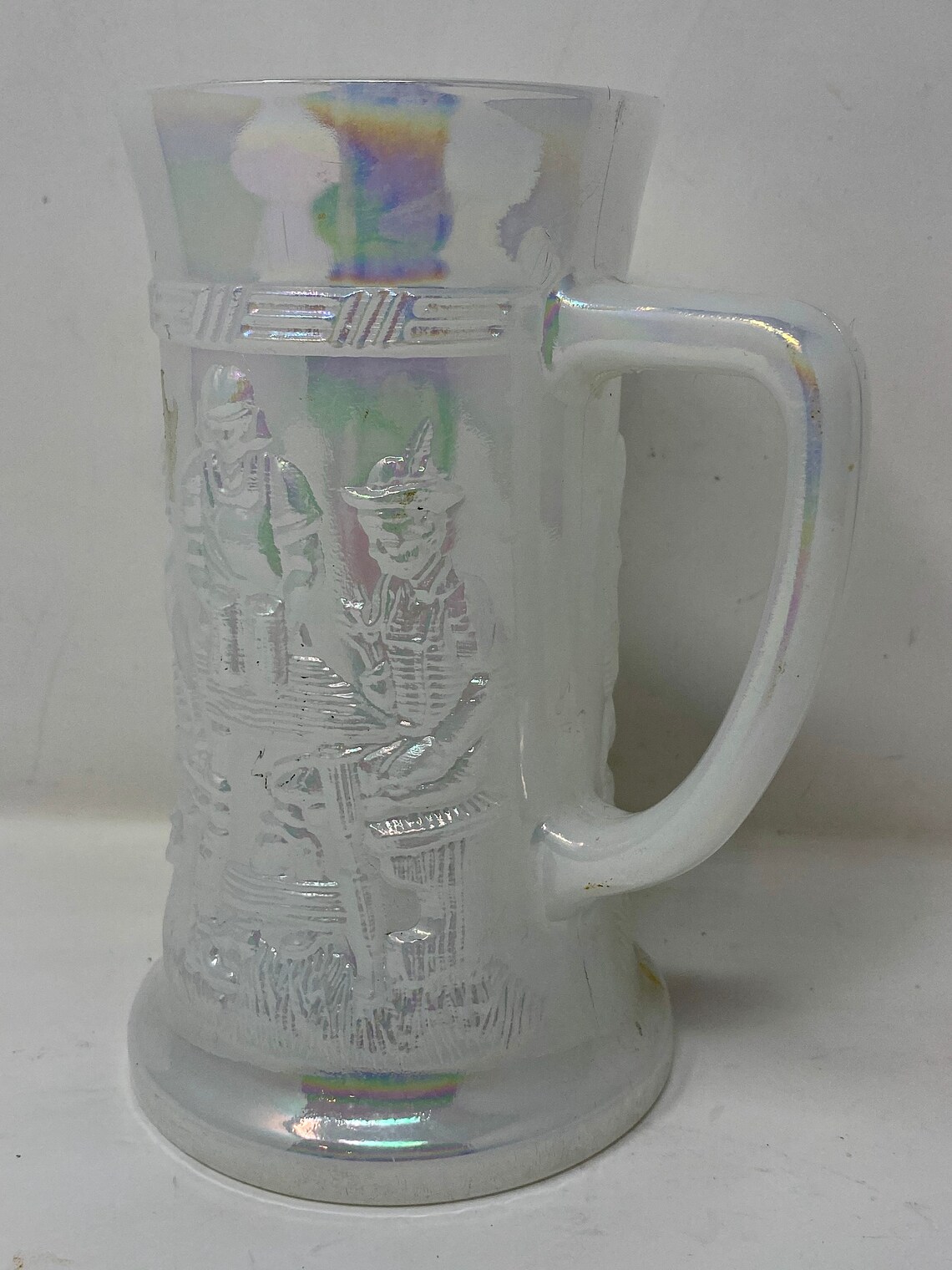 Pearl Luster Opal Iridescent Beer Mug Stein Glass Embossed | Etsy