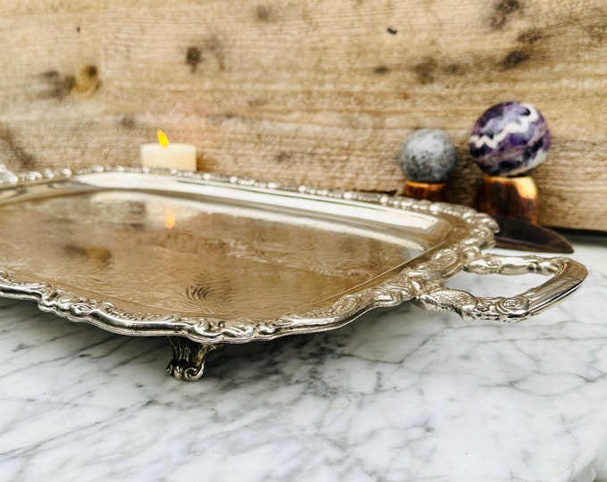 Antique Ritual Tray / Flowers and Seashells / Handles & Footed ...
