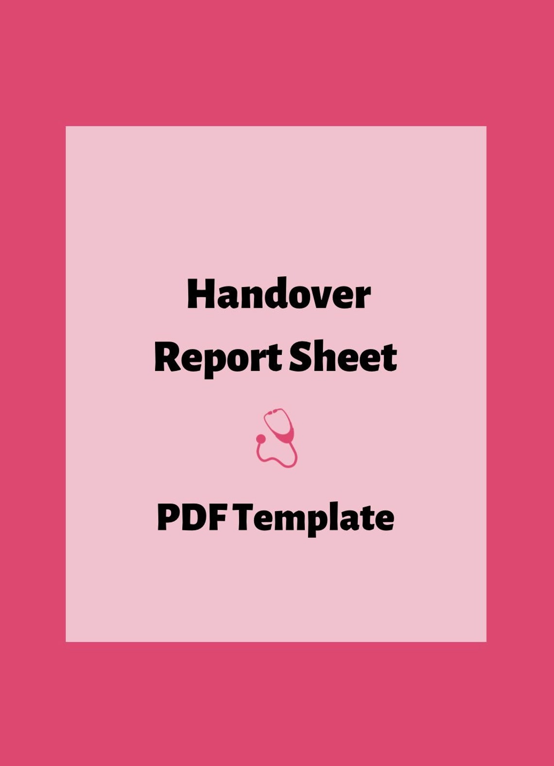 Handover Report Sheet Digital Template Student Nurse SBAR - Etsy