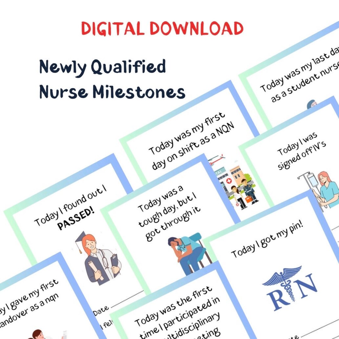 Newly Qualified Nurse Milestone Cards, DIGITAL PDF, Flashcards ...