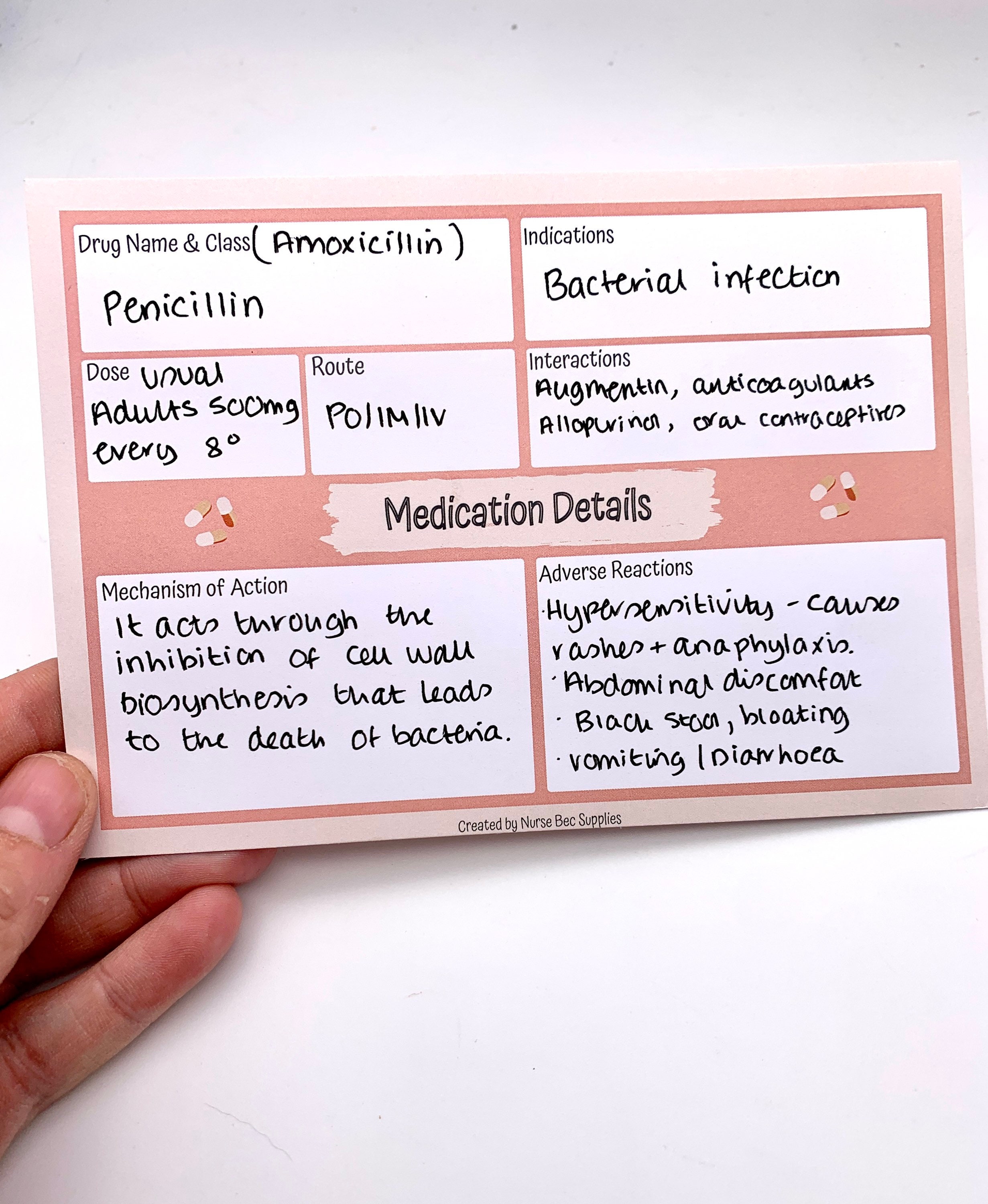 Medication Revision Flashcards Study Aids Pharmacology - Etsy UK