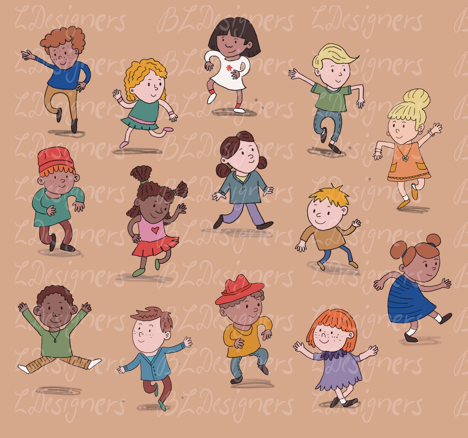 Dancing Kids Clipart - Etsy