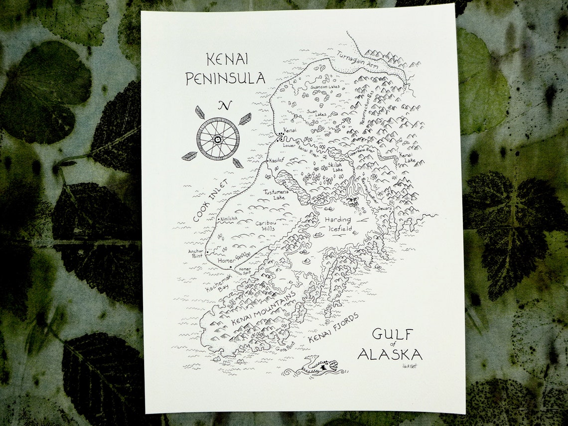 Alaska Map Set: Hand-drawn Map Prints by Alaskan Artist Kim Mcnett of ...