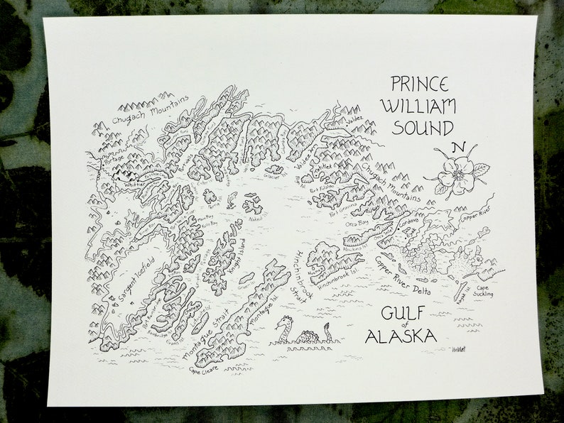 Alaska Map Set: Hand-drawn Map Prints by Alaskan Artist Kim - Etsy