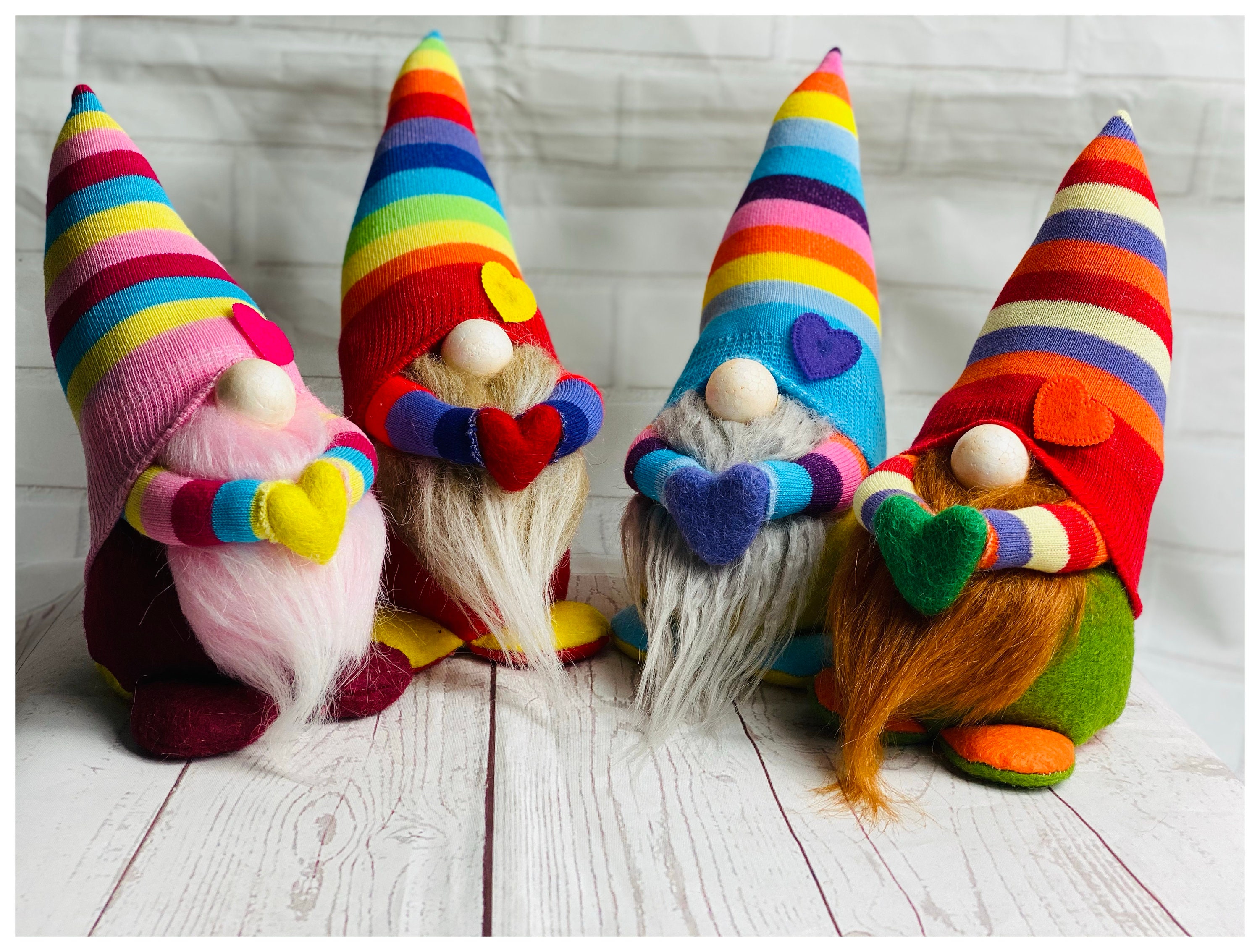 Handmade Mini Rainbow Gnome With Felt Heart Gonk Nordic - Etsy
