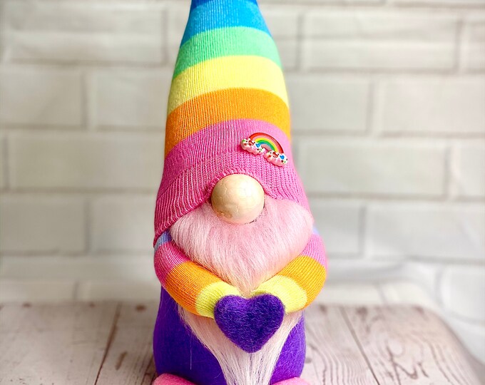 Rainbow Gonk Gnome, Clay Ornament With Umbrella and Wellies, Gifts for ...