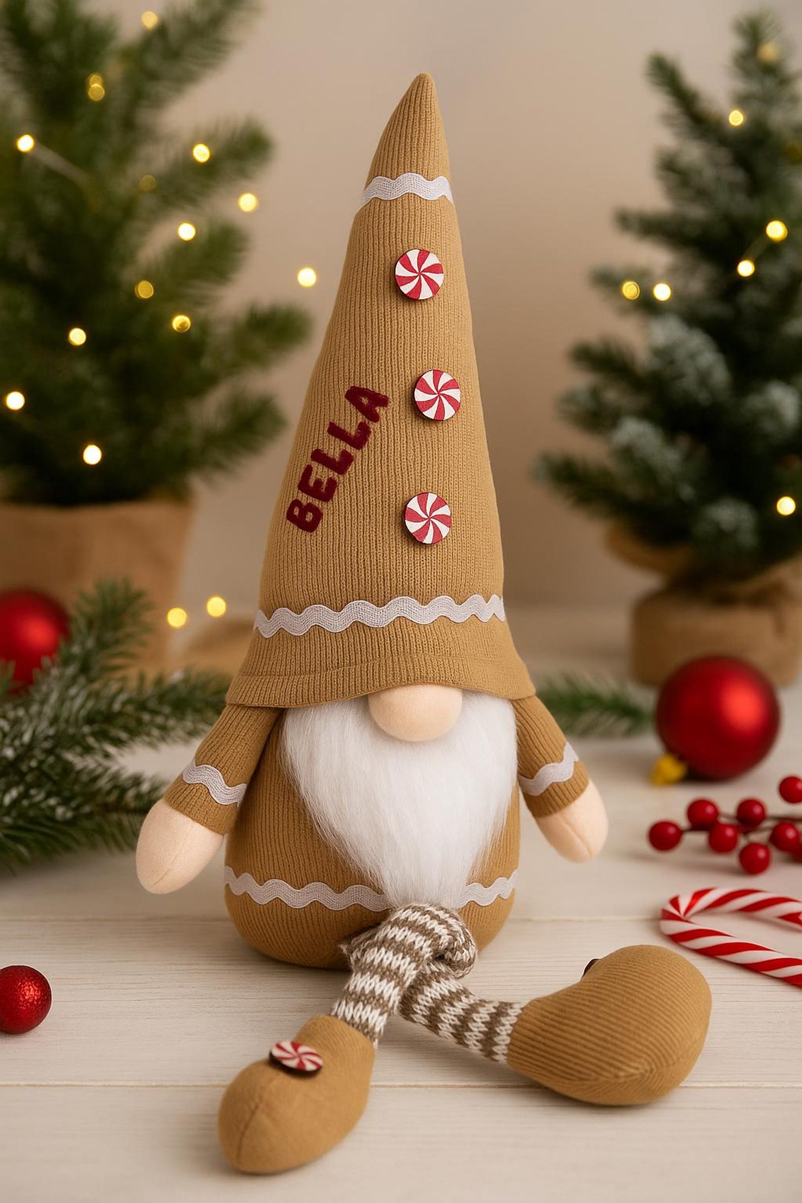 Personalised Gingerbread Sitting Gonk 30cm, Nordic Gnome, Swedish Tomte ...