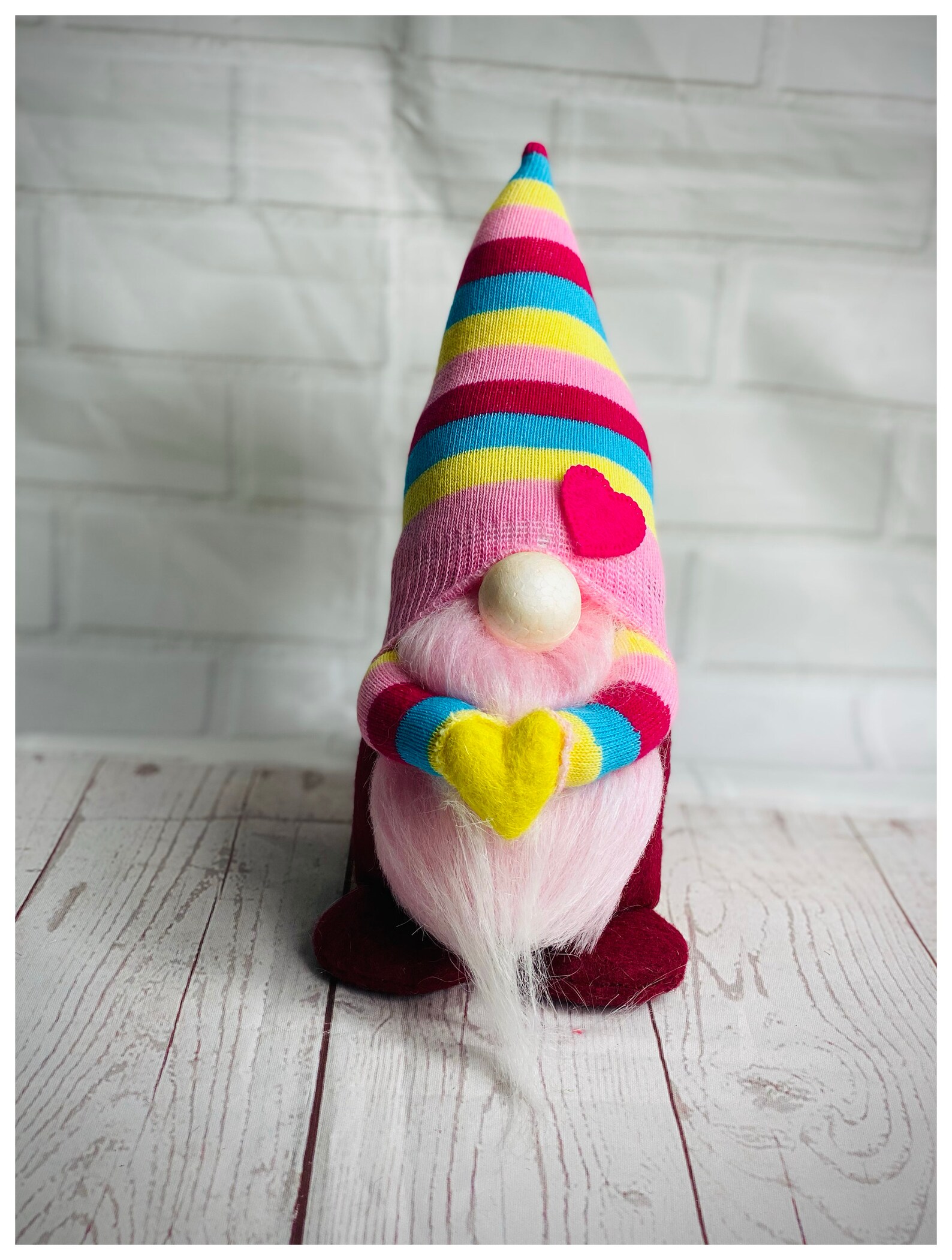 Handmade Mini Rainbow Gnome With Felt Heart Gonk Nordic - Etsy