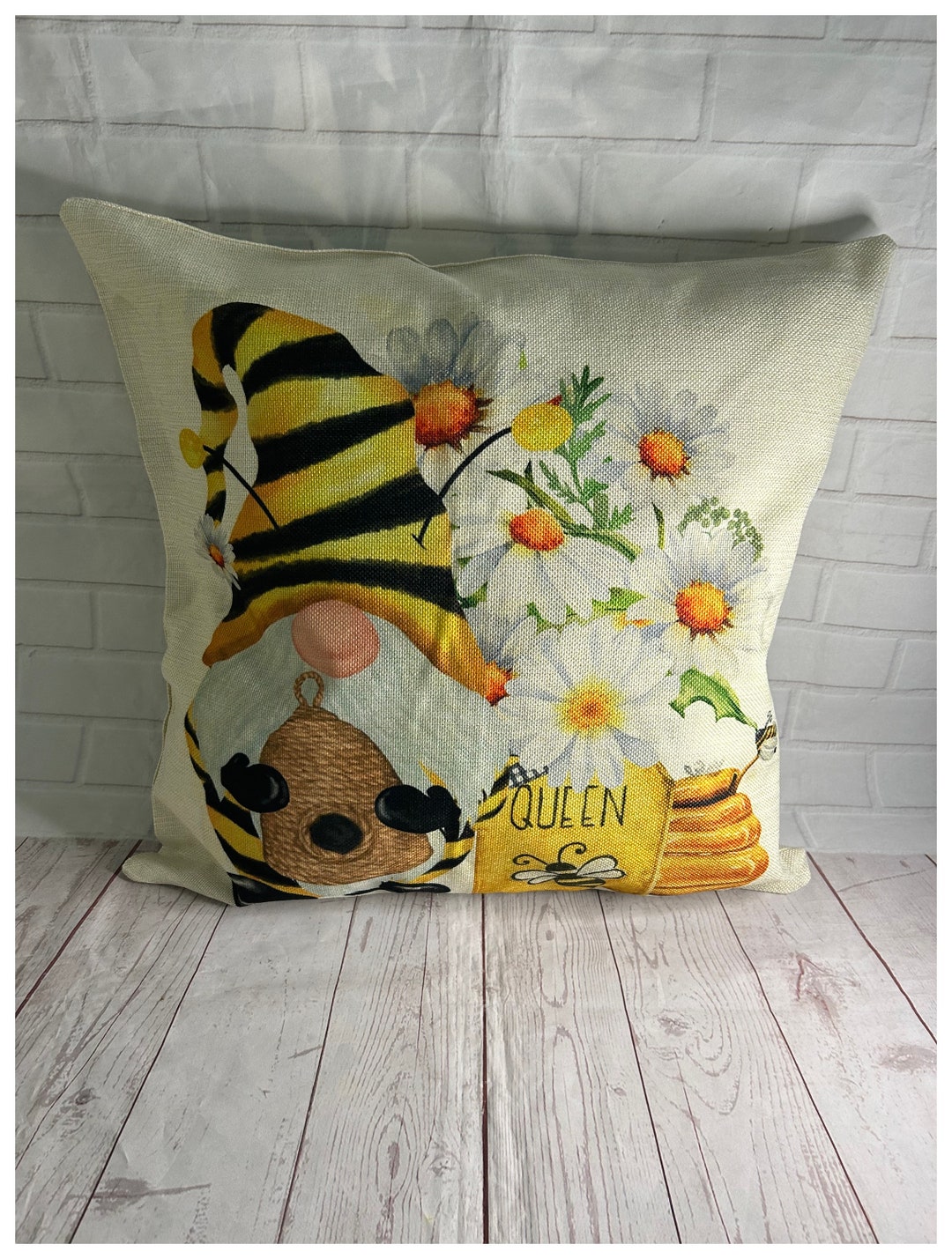 Queen Bee Gonk Linen Cushion Cover, Nordic, Gnome, Swedish Tomte - Etsy