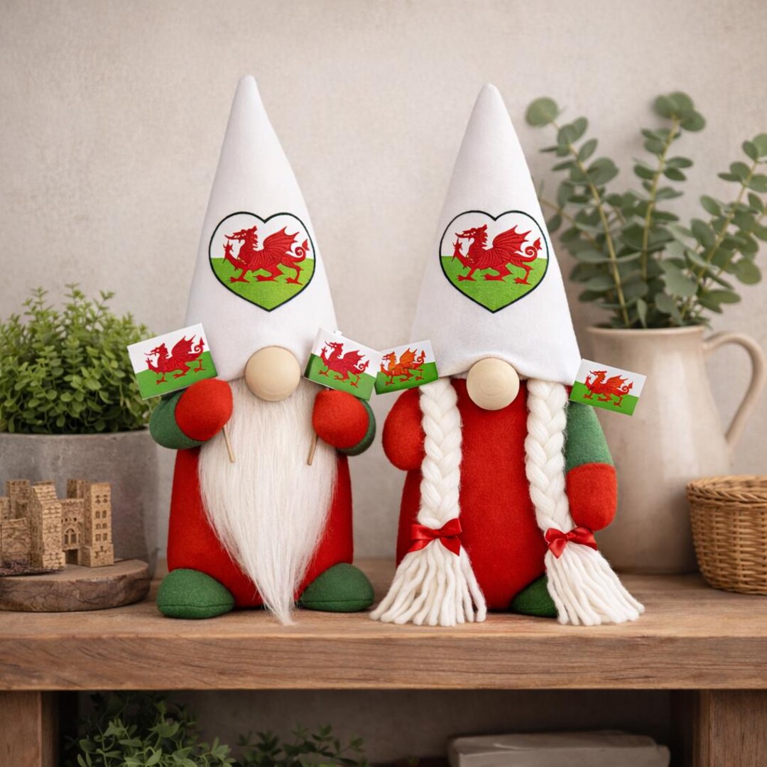 Welsh Gonk With Welsh Flags and Welsh Heart Hat, Nordic, Gnome, Swedish ...