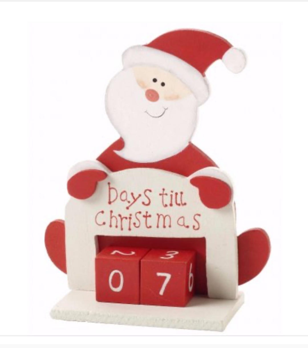 Wooden Countdown to Christmas Santa Block - Etsy