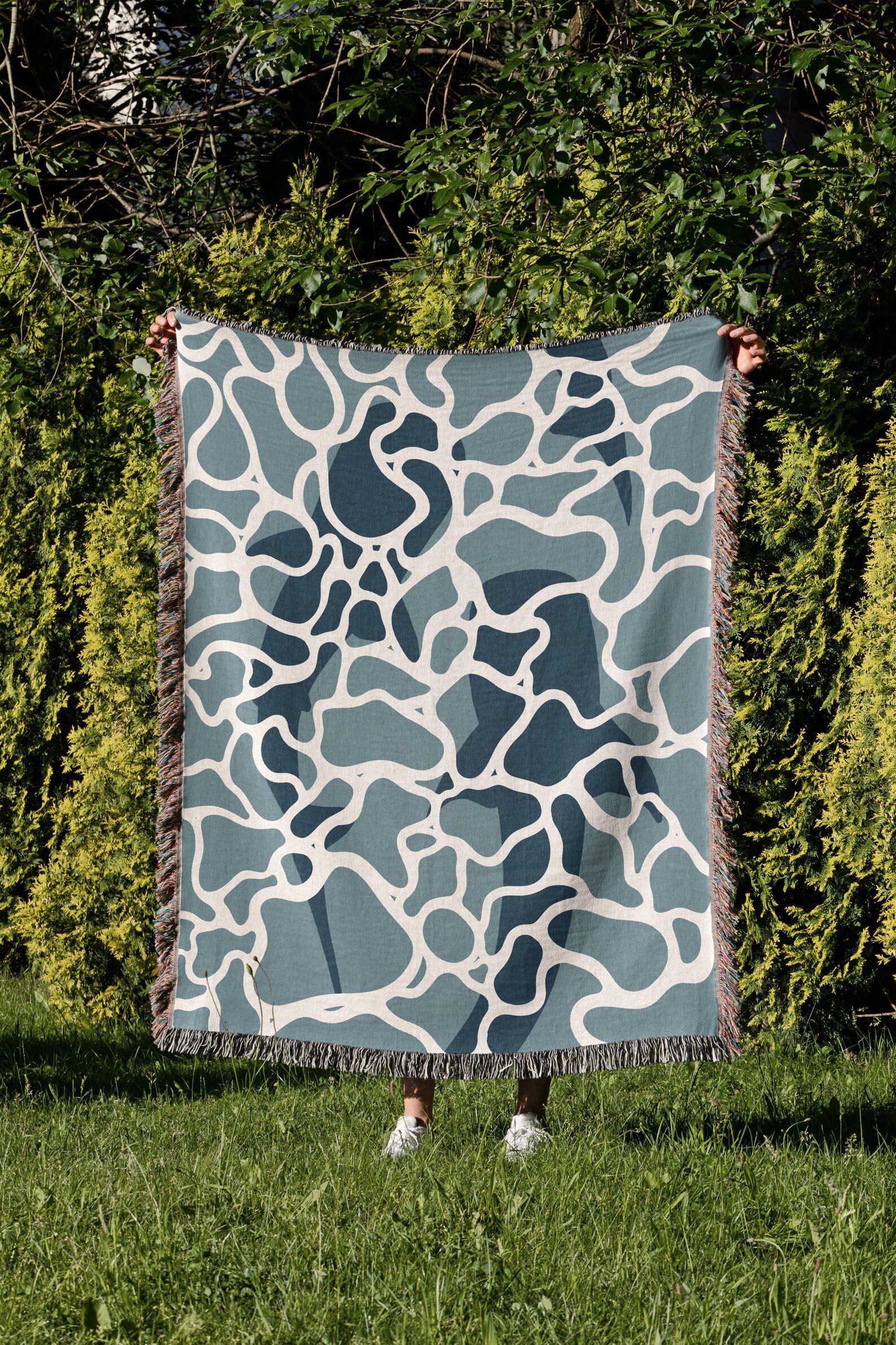 Whale Shark Woven Cotton Throw Fringe Blanket, Naturalist Wall Tapestry ...
