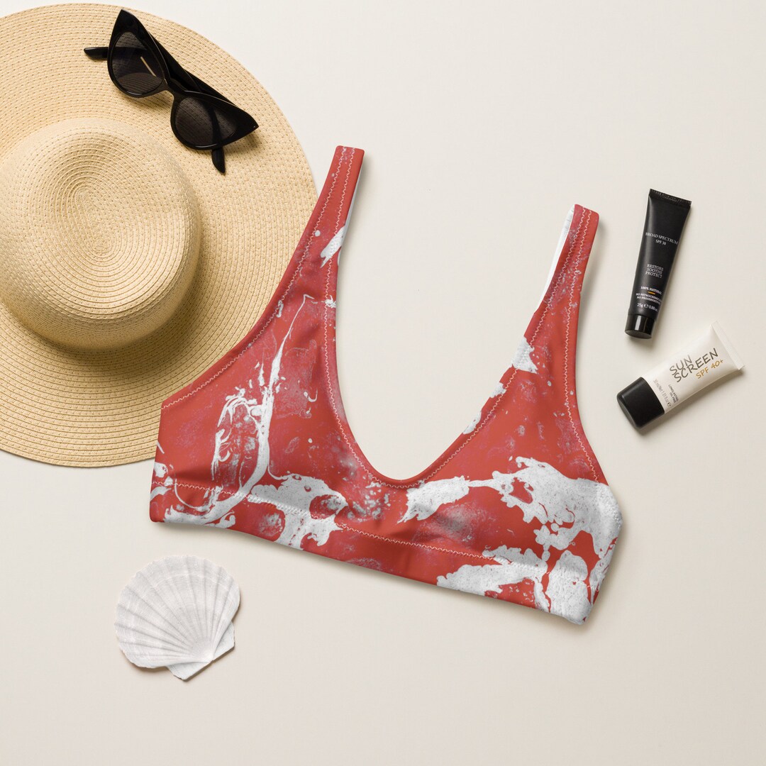Red Tide Recycled Plastic Scoop Bikini Swimsuit Top, Eco-friendly ...