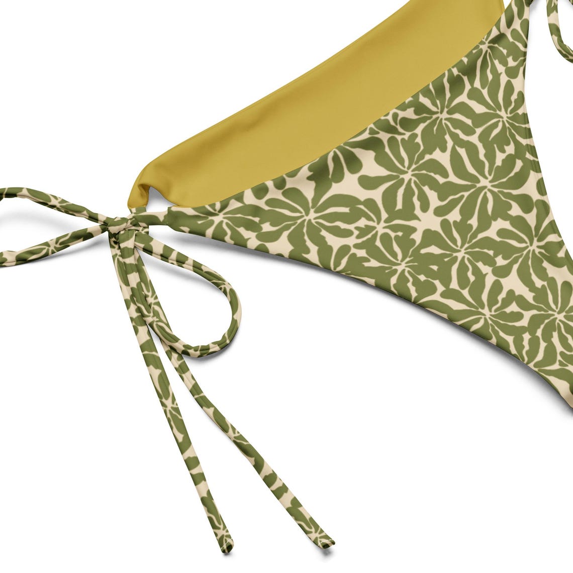 Green Wildflower Recycled Plastic Triangle String Bikini Swimsuit Set ...