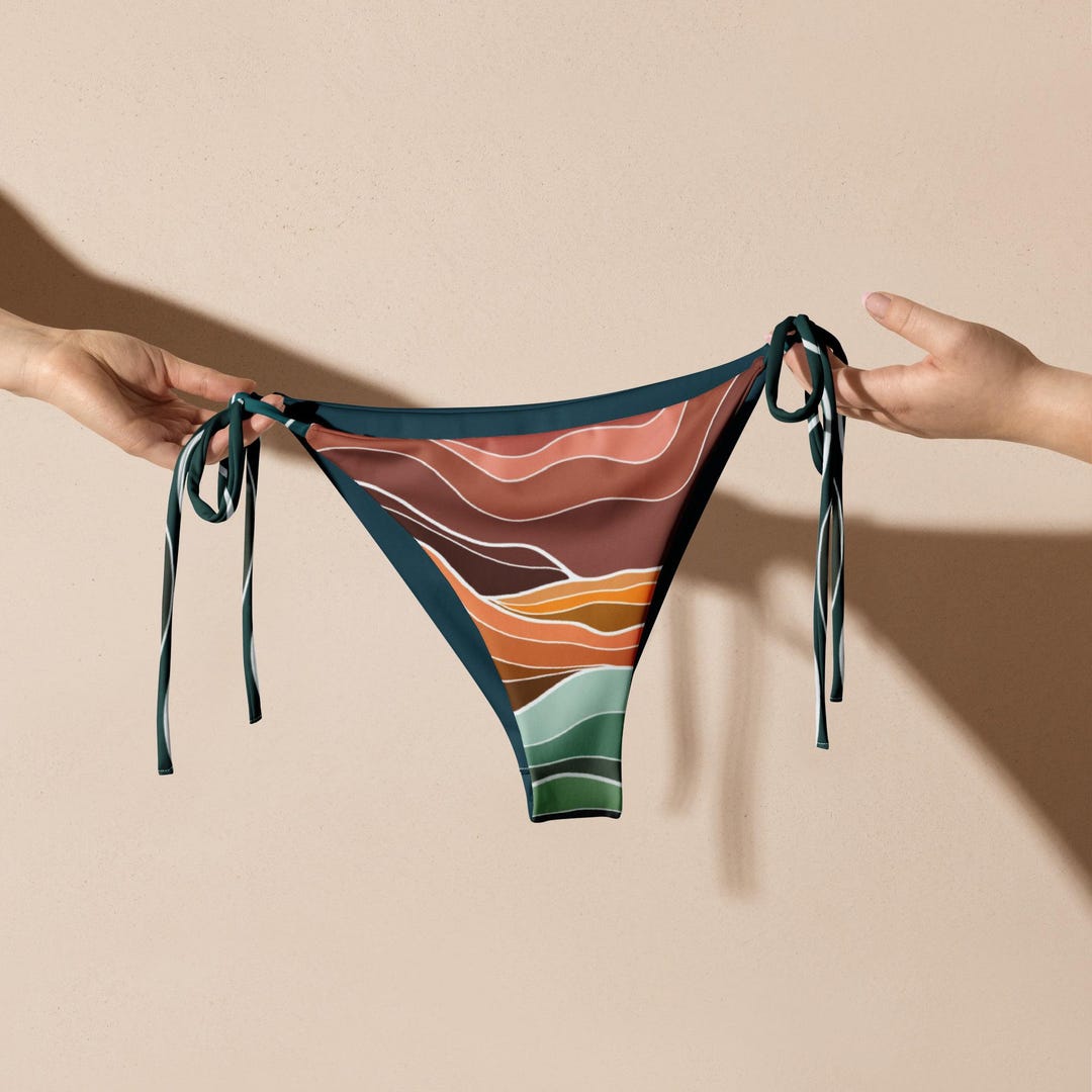 Desert Tides Recycled Plastic Triangle String Bikini Swimsuit Bottoms, Eco-friendly Swimwear ...