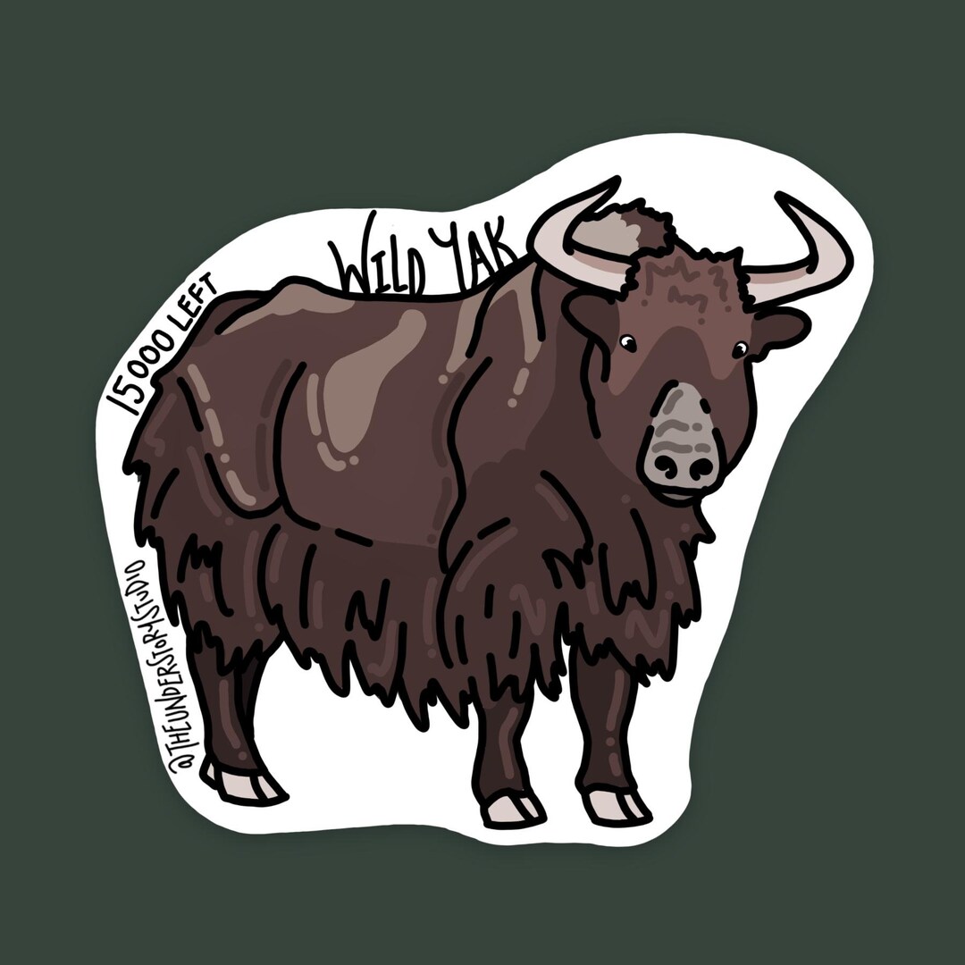 Wild Yak Endangered Species Sticker, Laptop Stickers, Animal Stickers ...