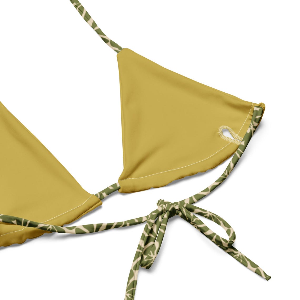 Green Wildflower Recycled Plastic Triangle String Bikini Swimsuit Top ...