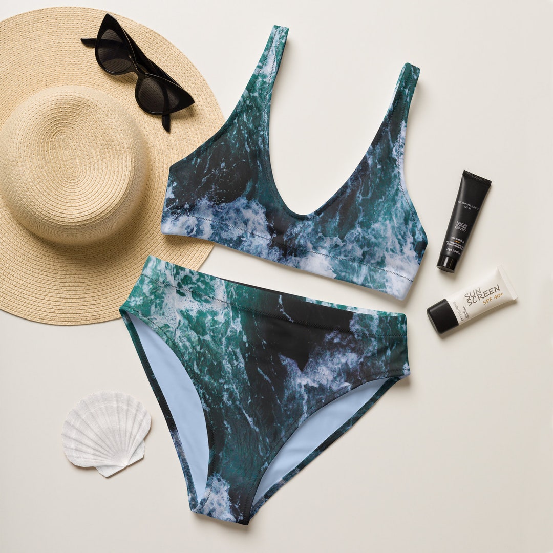 Turning Tides High-waisted Recycled Plastic Bikini Swimsuit Set, Eco ...