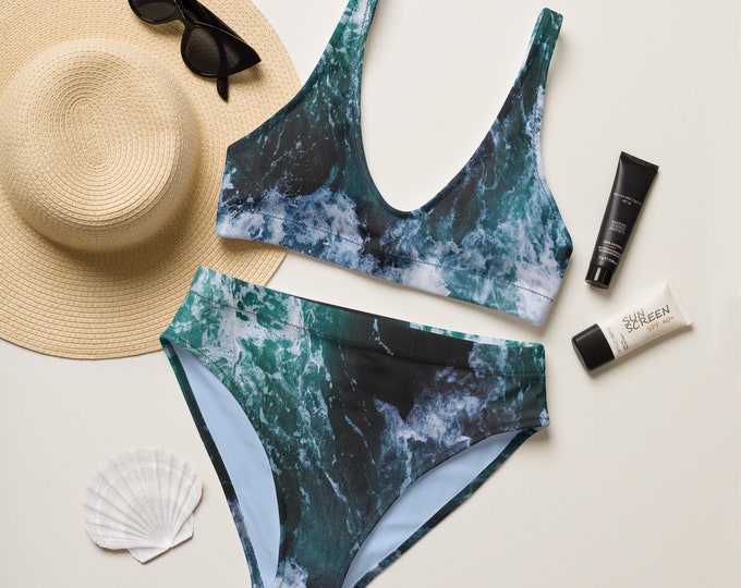 Turning Tides High-waisted Recycled Plastic Bikini Swimsuit Set, Eco ...