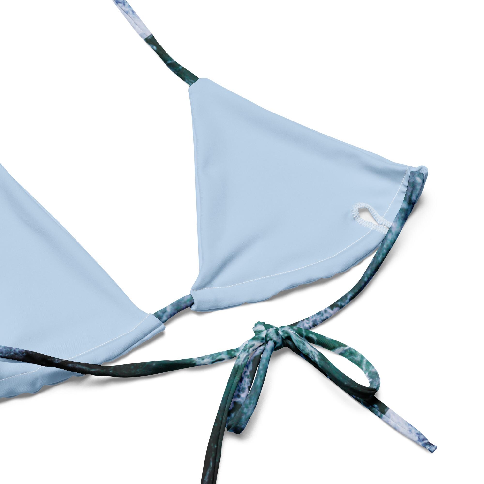 Turning Tides Recycled Plastic Triangle String Bikini Swimsuit Top, Eco ...