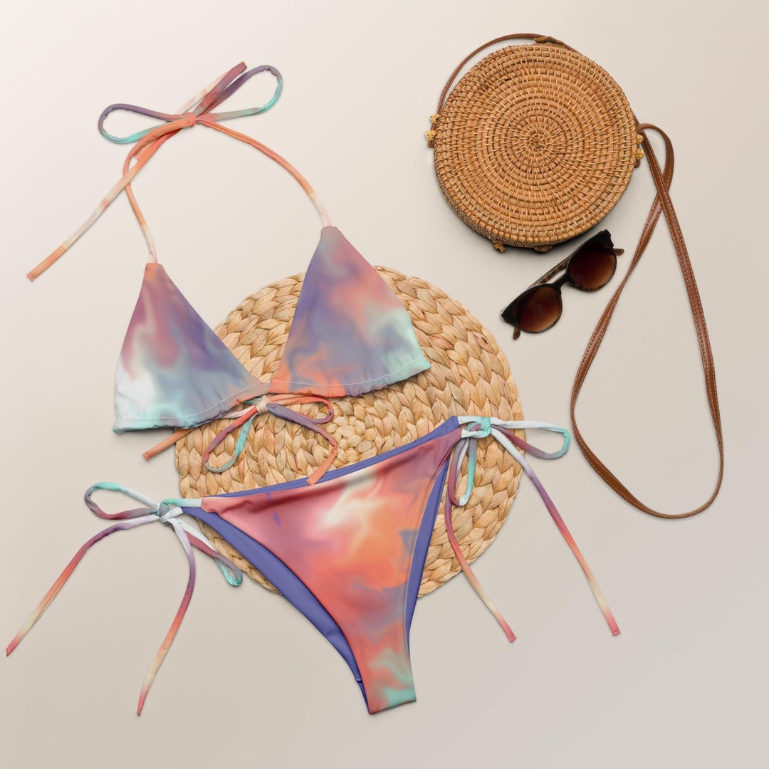 Golden Hour Recycled Plastic Triangle String Bikini Swimsuit Set ...