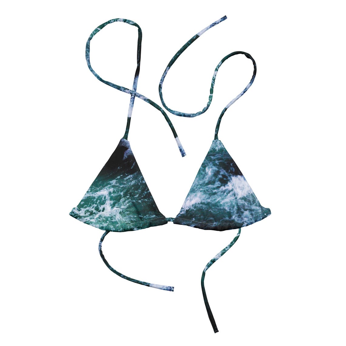 Turning Tides Recycled Plastic Triangle String Bikini Swimsuit Top, Eco ...