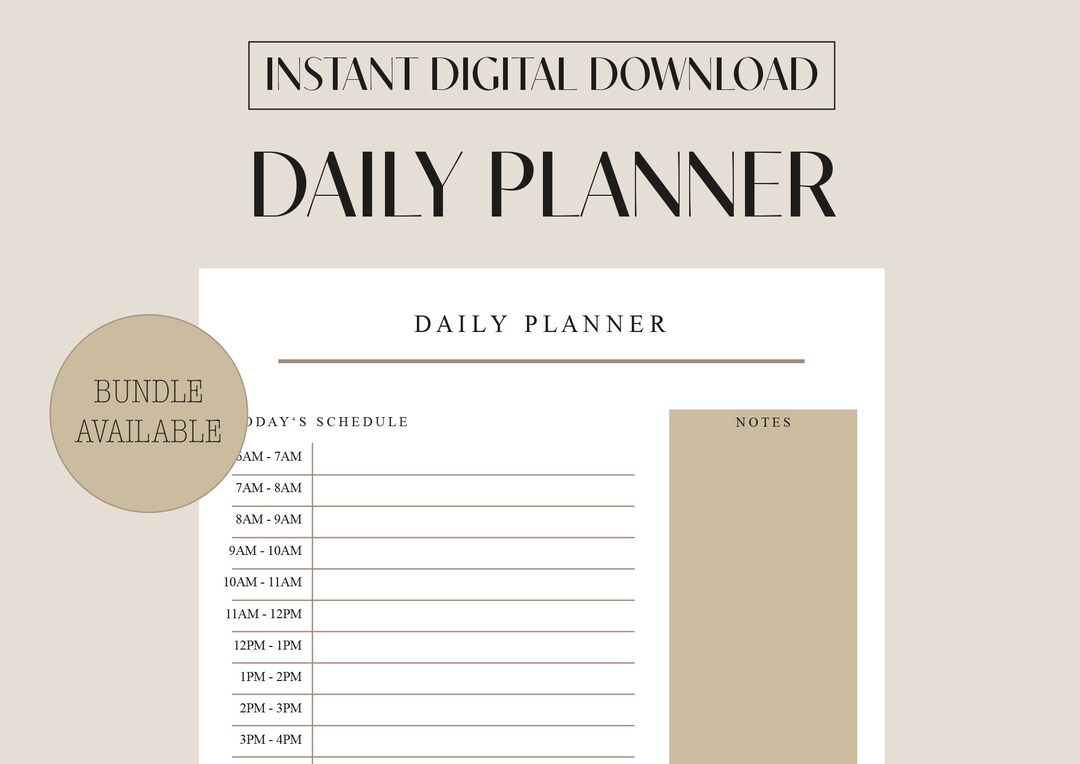 Daily Planner Printable Portrait, Minimalist Daily Schedule, Day at a ...
