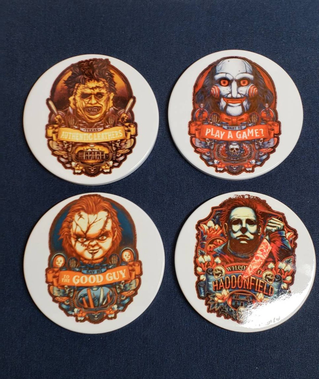 Horror Movie Coasters / Billy Coaster / Chucky Coaster / Leatherface ...